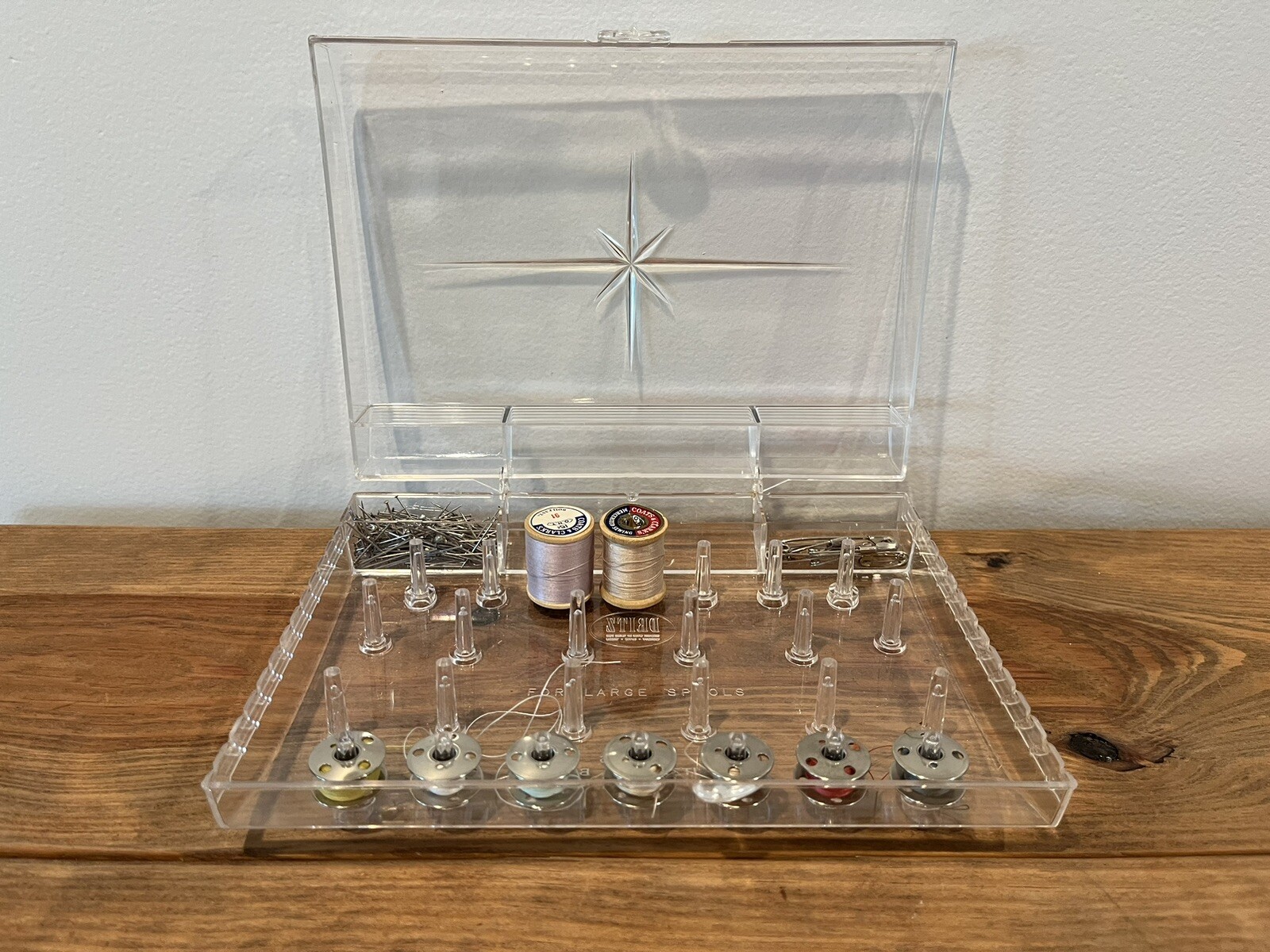 MCM Dritz Spool Box No 786 Starburst Acrylic Clear Sewing Box | eBay