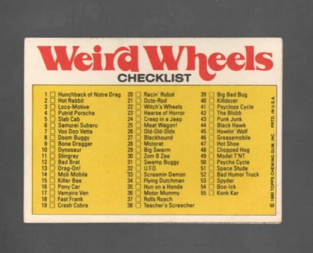 1980 Topps WEIRD WHEELS "Space Stude" Sticker #51 VG/Ex | eBay