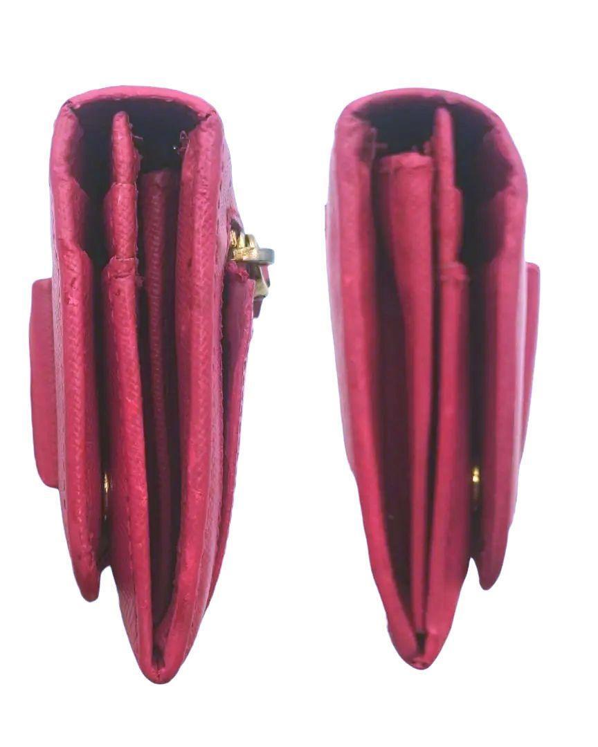 PRADA Long Wallet Leather Pink Flap Hook Ribbon Serial engraved ...