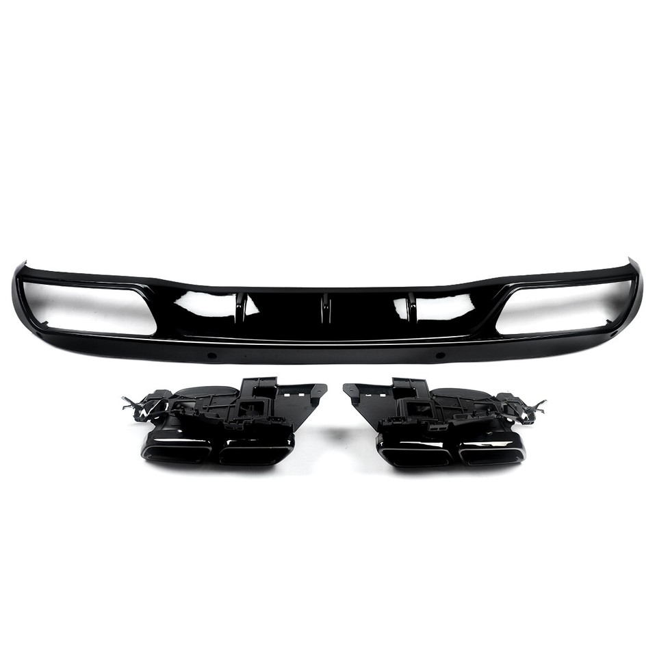 For Mercedes Benz W205 C200 C300 Base Sedan Rear Diffuser+Exhaust Tips ...