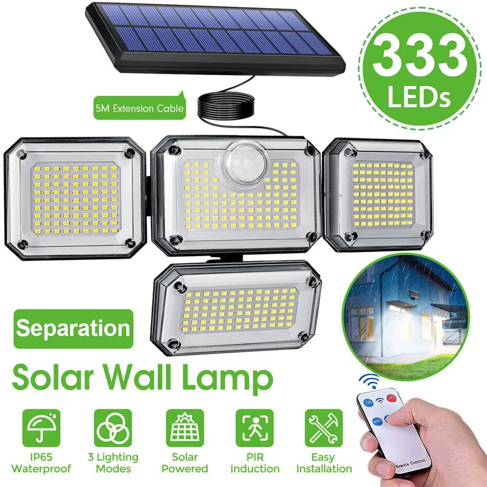 3000LM 333 LED Solar Lights Outdoor Waterproof Motion Sensor Security ...