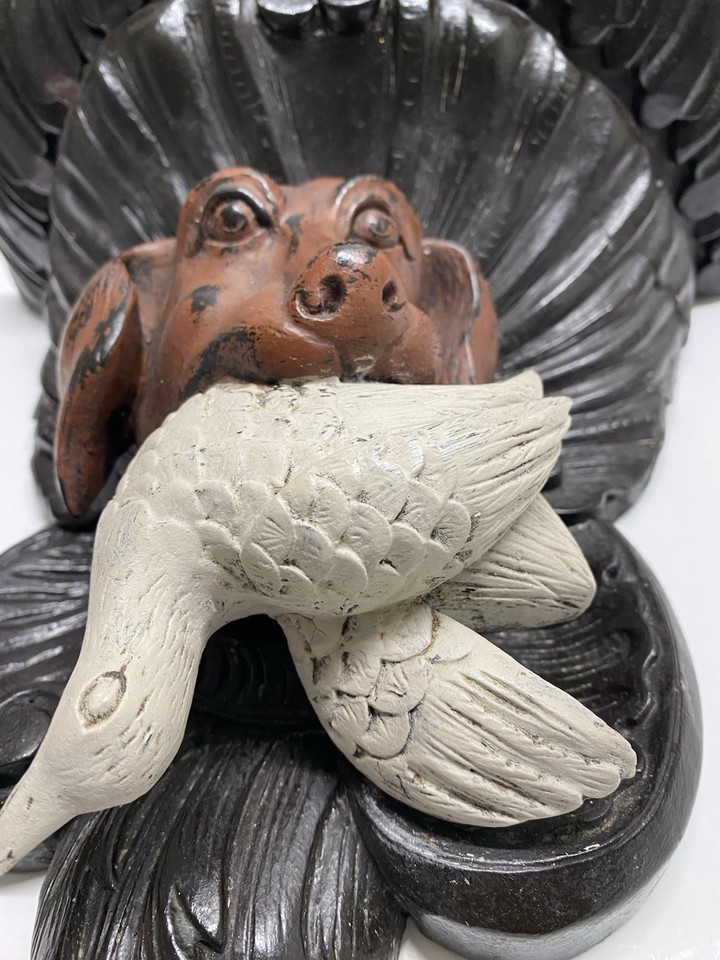 Vintage Carved Wooden Hunting Dog Head Holding Duck Wall Bracket | eBay