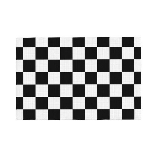 Black White Checkered Print Placemats Set of 6 Checkerboard Table Mats ...