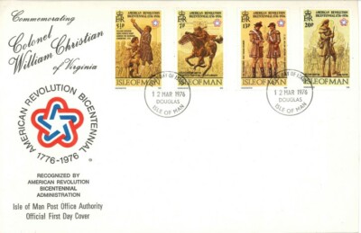 Isle of Man First Day Cover FDC - Colonel William Christian of Virginia 1976 | eBay