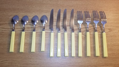 Hampton Silversmiths 12 piece Flatware Set Yellow Handle 18/10 ...