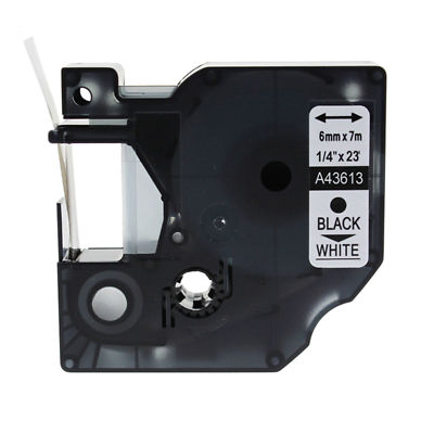 43613 Black on White Label Tape for DYMO D1 LabelPoint 200 350 6mm 1/4 ...