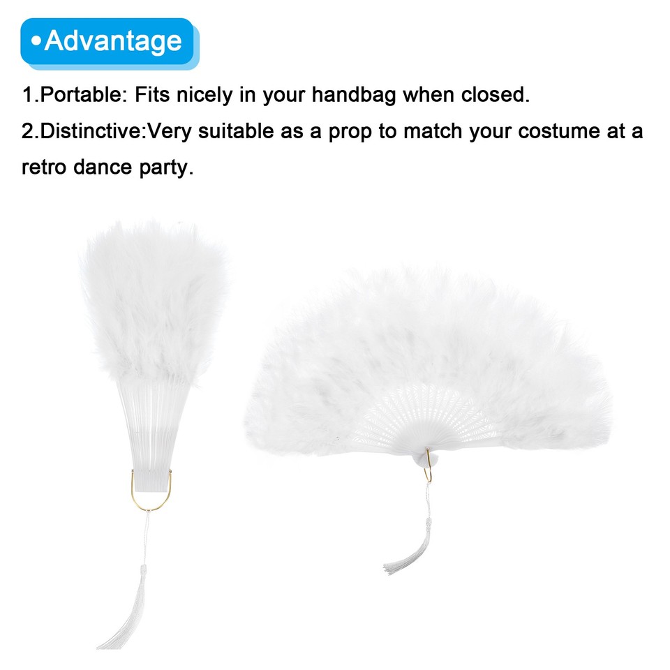 Vintage Feather Hand Fan Folding Fan Feather Fan Handheld White for ...