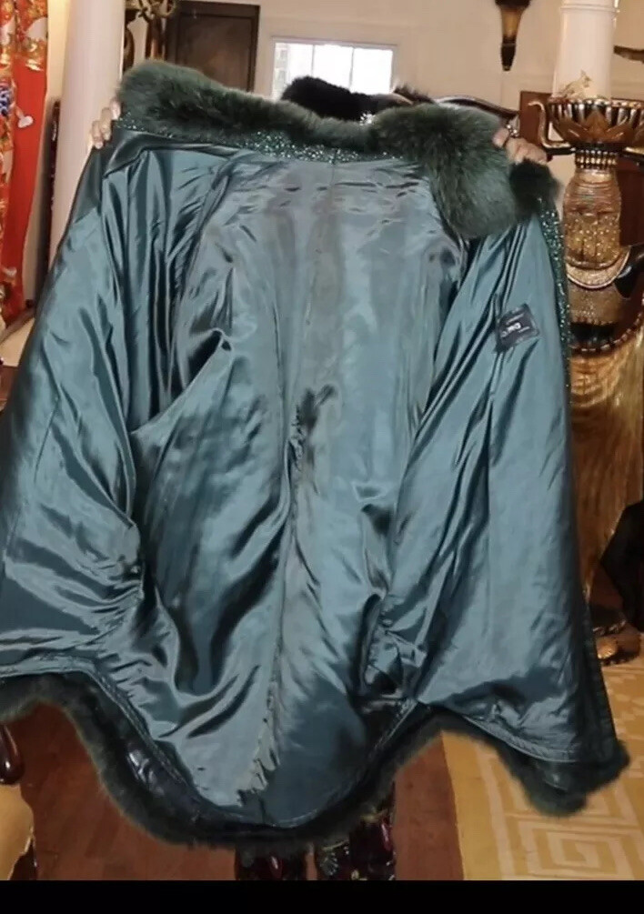 Mint Unique Full Length Green Fox Fur Coat Jacket S-L 4-14/16 | eBay