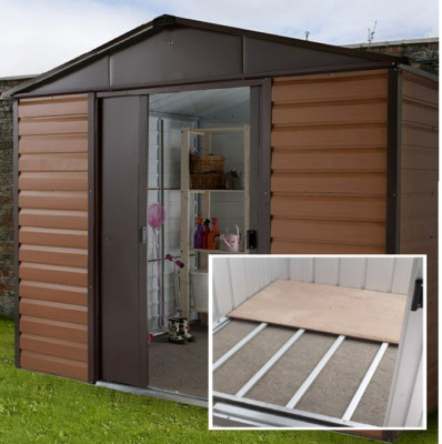 10x6 METAL GARDEN SHEDS FLOOR YARDMASTER SHED 10ft x 6ft APEX STEEL ...