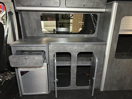 SWB Vauxhall Vivaro Renault Trafic Lightweight Camper Kitchen Cabinets ...