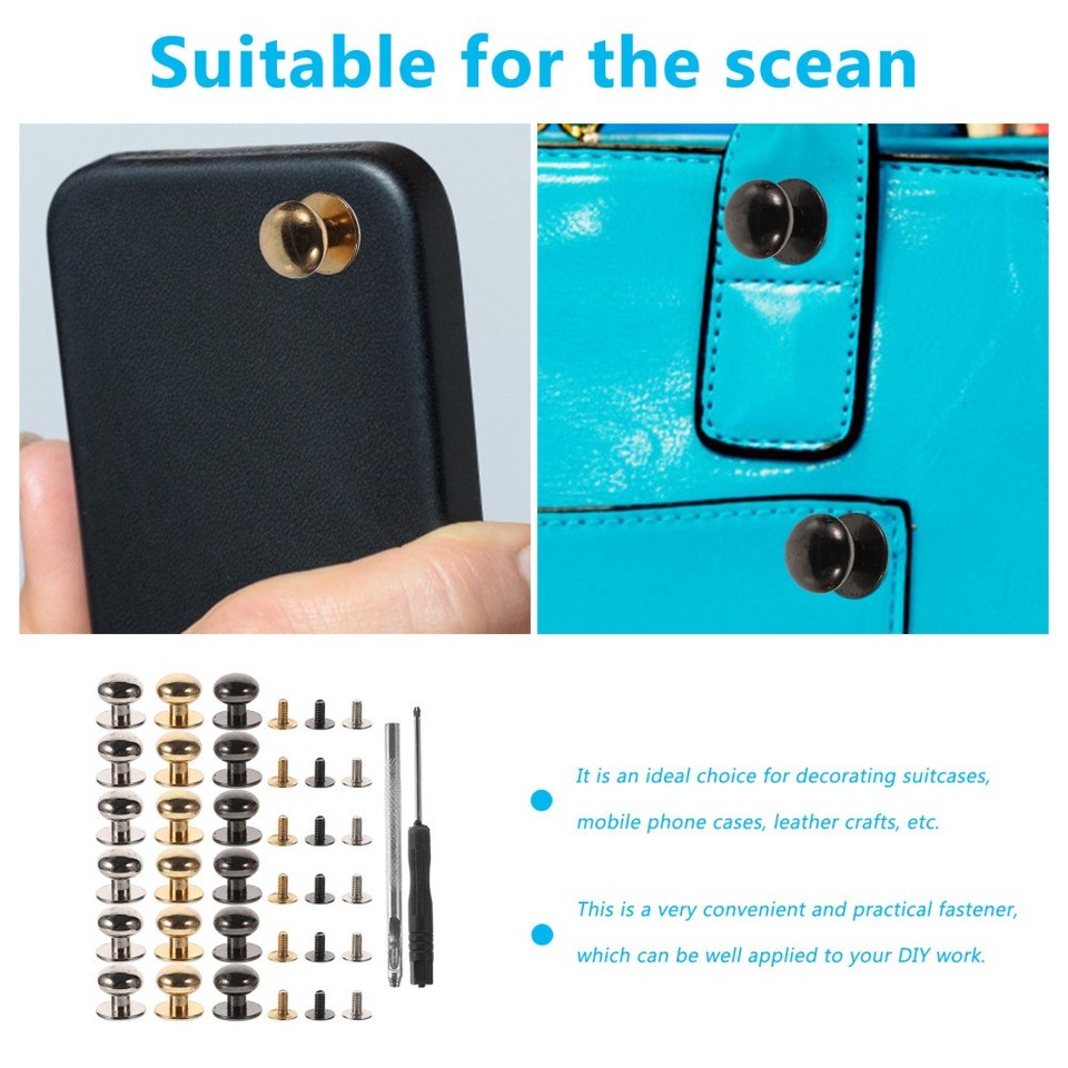 120 Sets Brass Rivet Studs with Ring Rotate Rivet Studs Handicraft ...