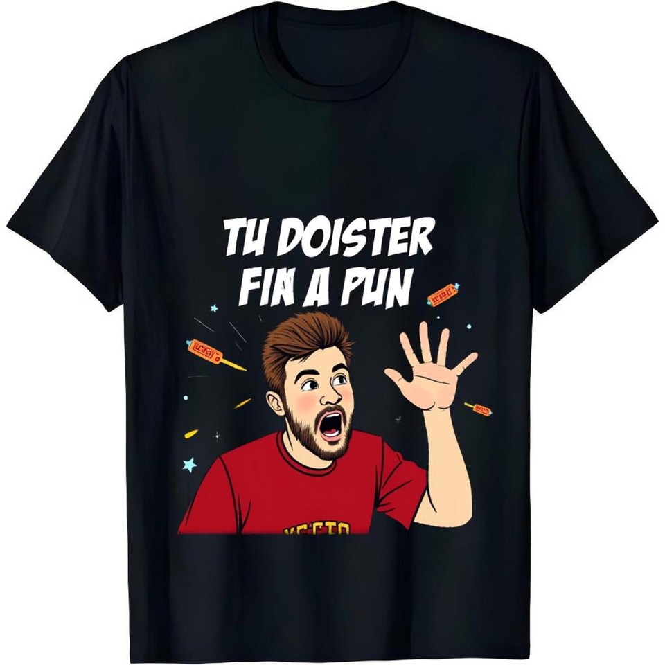 Men's Cotton Short Sleeve T-Shirt with Cartoon Character - Surprised ...