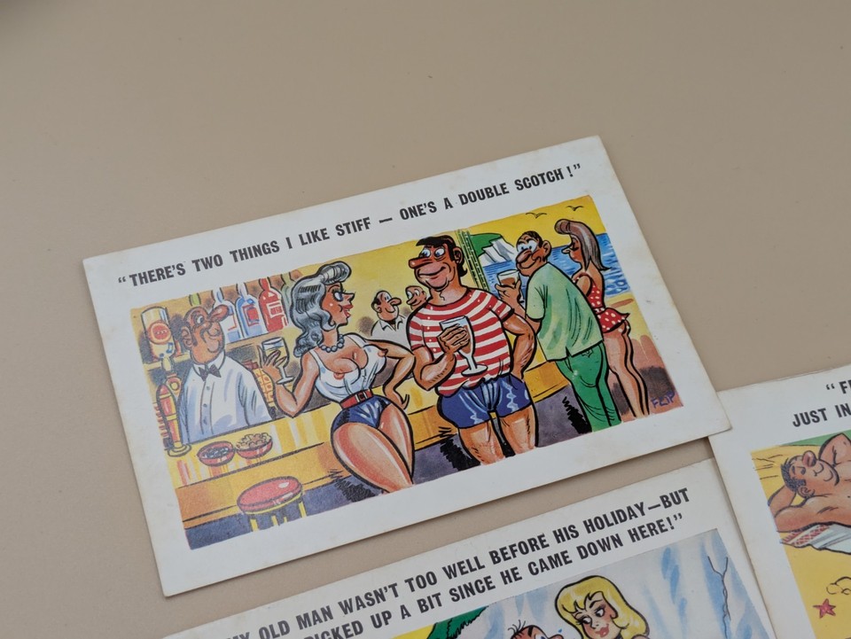 VINTAGE 1960s SUNNY PEDRO SERIES PUBLISHING SAUCY POSTCARDS x 5 + 1 ...