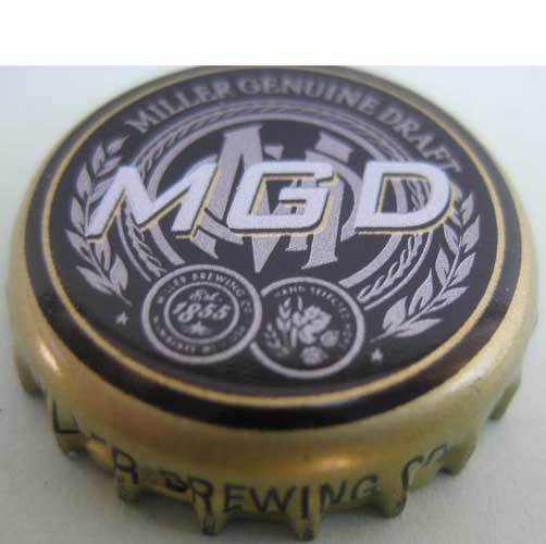 MGD MILLER GENUINE DRAFT used Beer CROWN, Bottle CAP Milwaukee ...