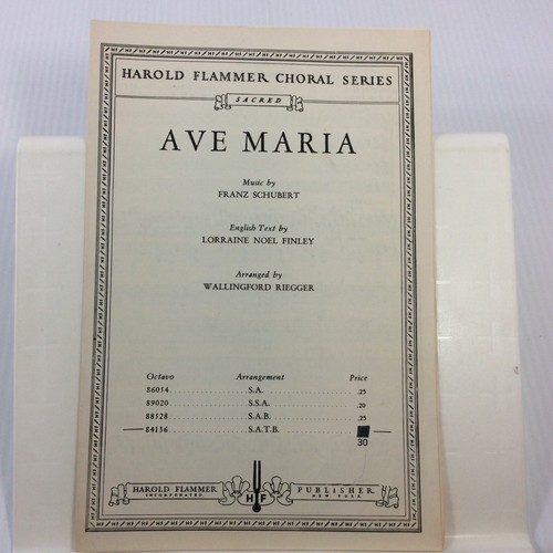 Ave Maria Schubert Harold Flammer Choral Series Octavo Sheet Music SATB ...
