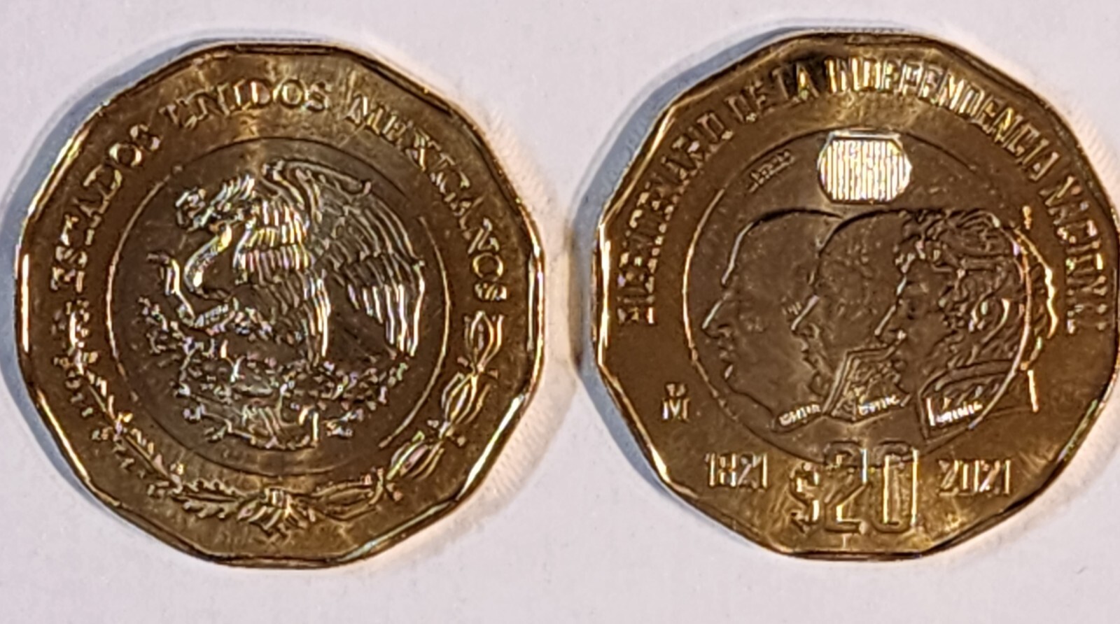 Error in $20 PESOS COIN MONEDAS 2021 BICENTENARIO INDEPENDENCIA ...