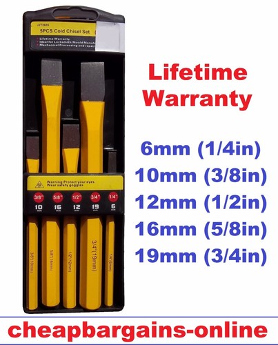 5pc COLD CHISEL SET TRADE QUALITY FULL SHANK 6mm 10mm 12mm 16mm 19mm HAND TOOLS | eBay Australia