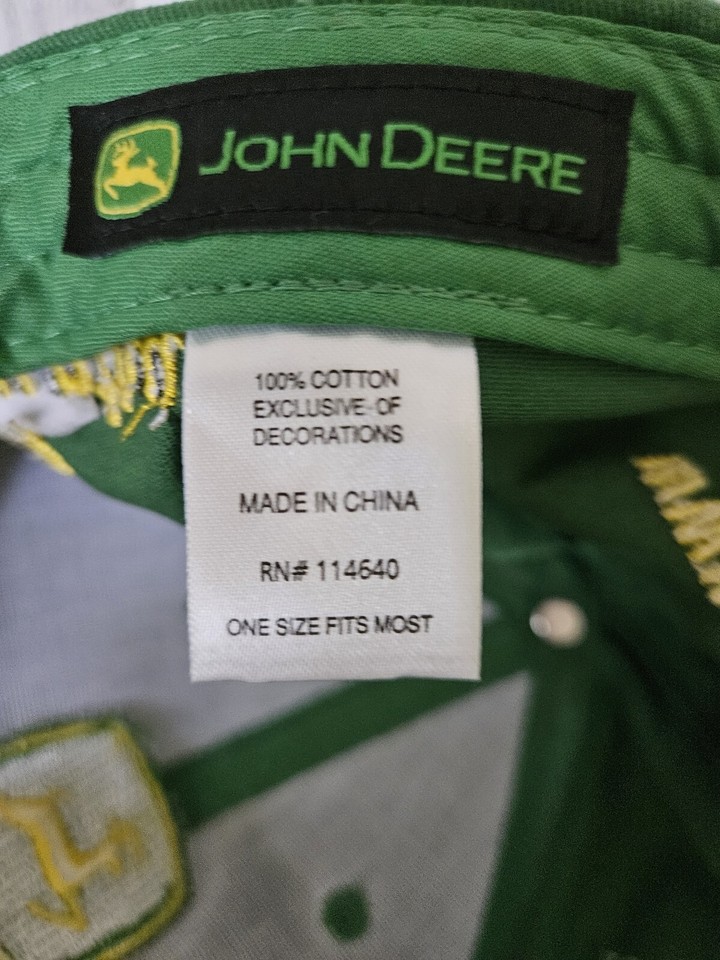 John Deere Baseball Cap Hat Adhesive Strip/One Size -RN# 114640 Green ...