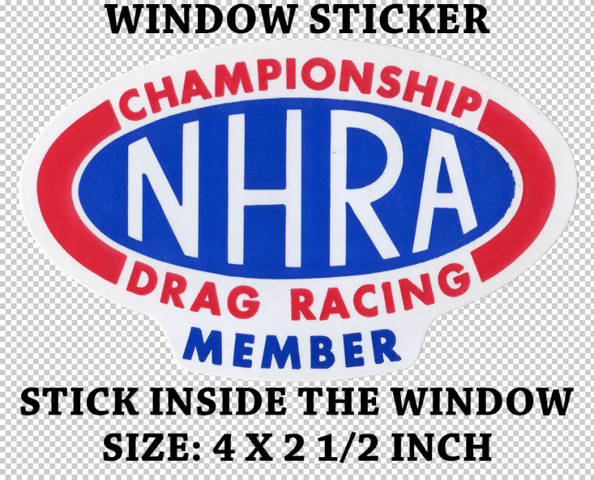 NHRA CHAMPIONSHIP DRAG RACING MEMBER - VINYL WINDOW DECAL STICKER ...