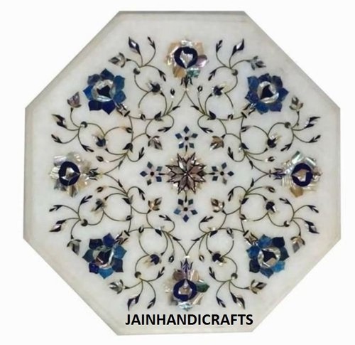 12" White Marble Table Top Center Corner Side Mosaic Children Room ...