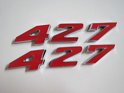 FORD 427 ENGINE ID FENDER HOOD SCOOP QUARTER PANEL TRUNK EMBLEMS - RED ...