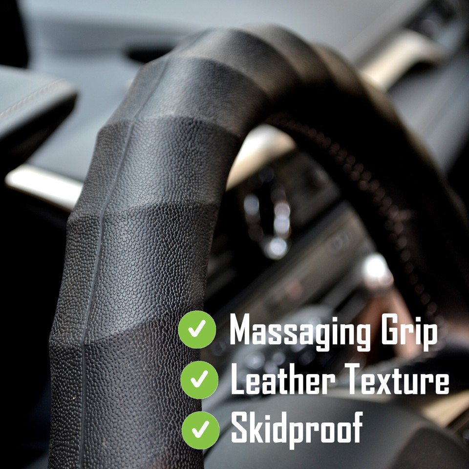 Silicone Leather Texture Black Car Tuning Steering Wheel Cover ...