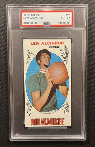 1969 Topps #25 Lew Alcindor Kareem Abdul-Jabbar Rookie Basketball PSA 4 ...