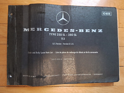 Mercedes Benz 250SL & 280SL W113 Pagoda USA Dealer Parts Catalog