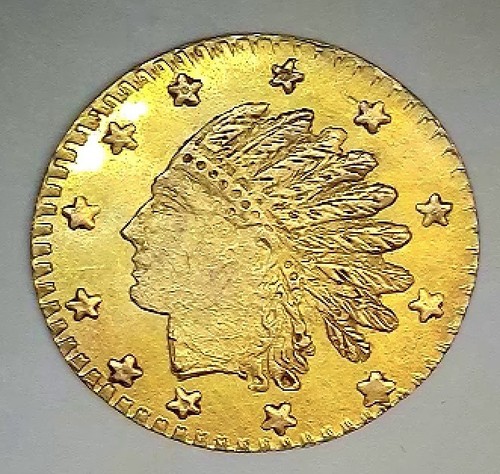 Mint State 1854 California Gold Round Token, (Indian 12 Stars / Wreath ...