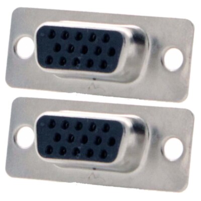 2 Pcs DB15 D-SUB 15 Pin VGA SVGA Female Mount Solder Cup Connector ...