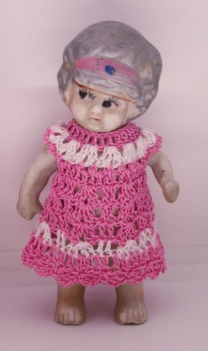 Antique Doll Dress for 3-1/2" Miniature Mignonette Doll, Picolette Doll ...