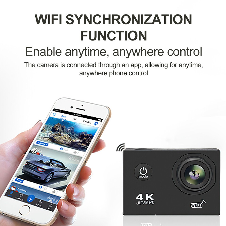 4K 2'' Ultra HD 1080P Sport WiFi 12MP Cam Action Camera DV Video ...