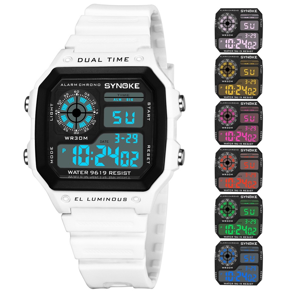SYNOKE Mens Digital Watch Waterproof Multifunction Casual Wristwatch ...
