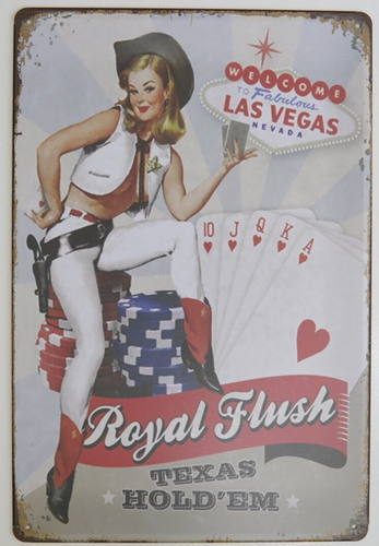 TEXAS HOLD'EM ROYAL FLUSH METAL TIN SIGN | eBay Australia