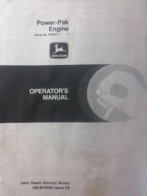 John Deere Power-Pak Engine Owners Manual s/n 595,001- Material ...