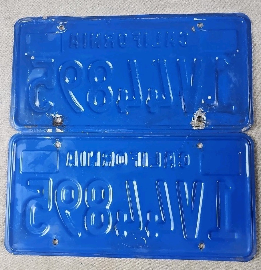 1970's Blue California License Plate Set Pair plate # 1V44895 | eBay