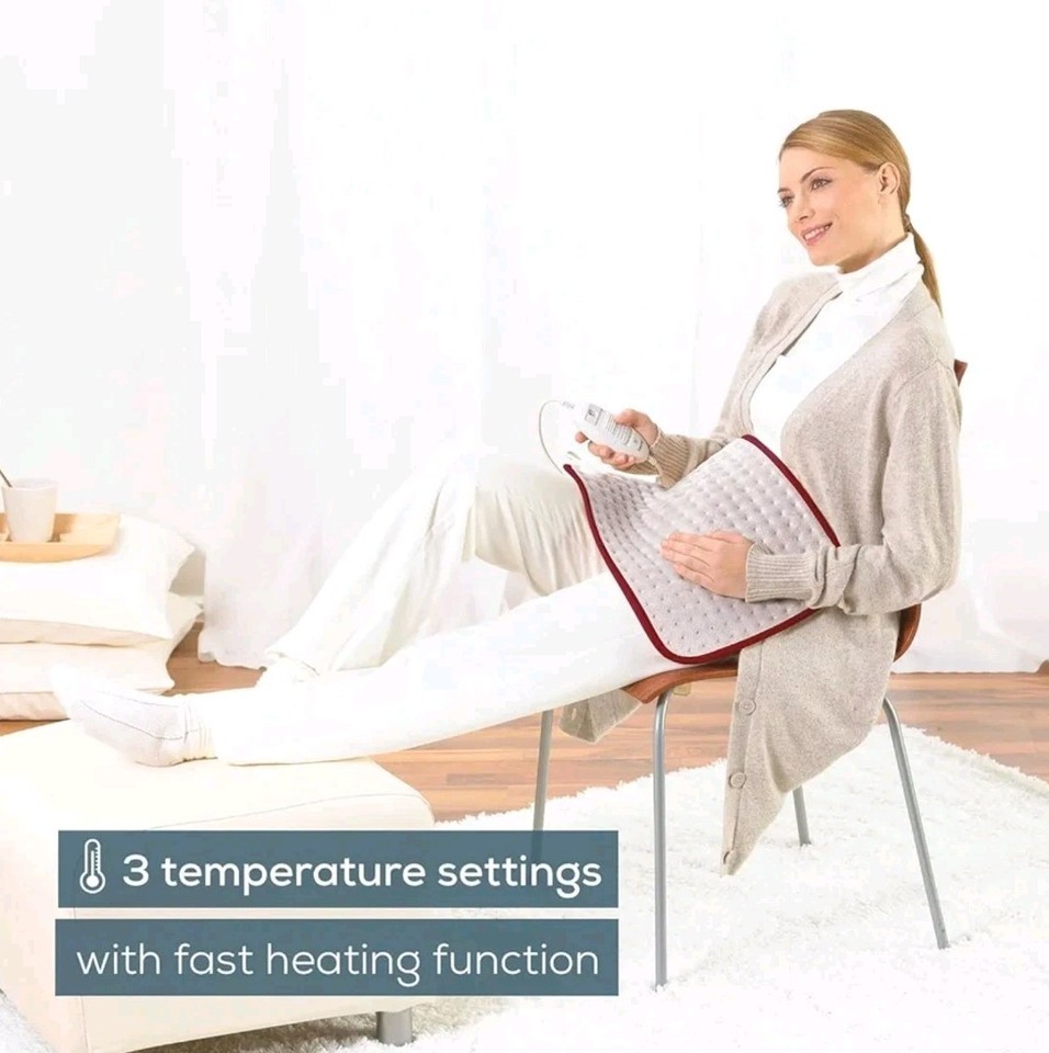 Beurer HK Cosy Electric Heat Pad Red Trim 3 Heat Settings Auto Off ...