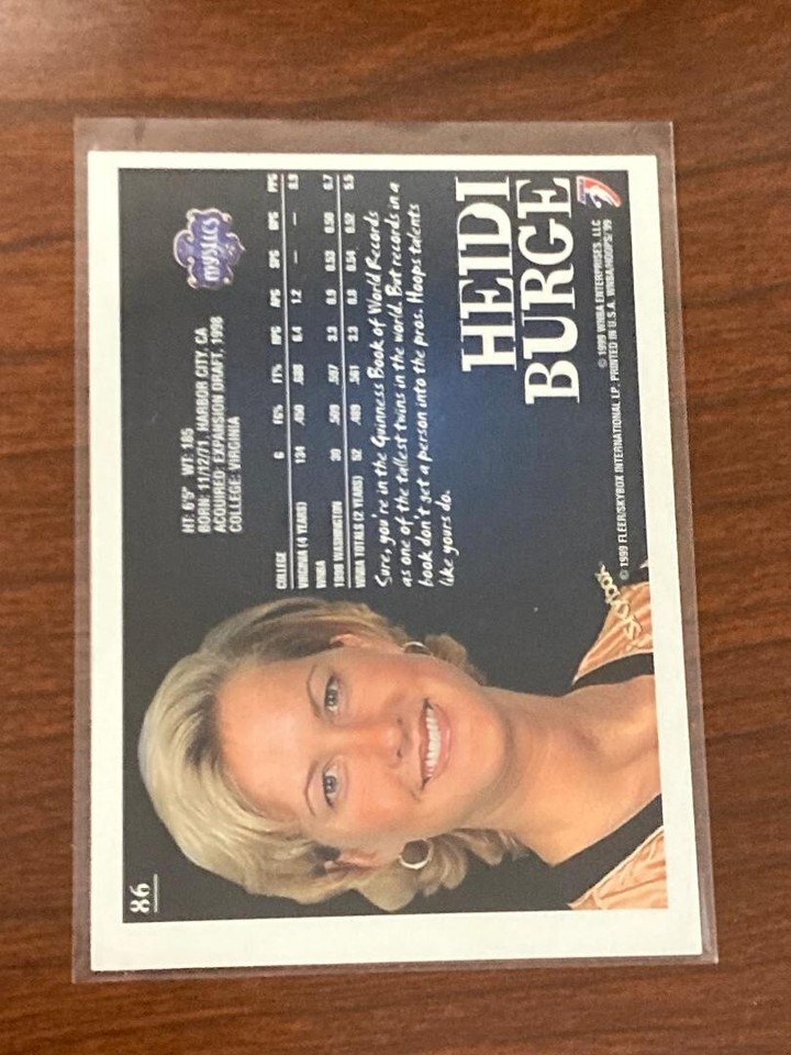 HEIDI BURGE 1999 WNBA HOOPS SKYBOX WASHINGTON MYSTICS CARD #86 | eBay