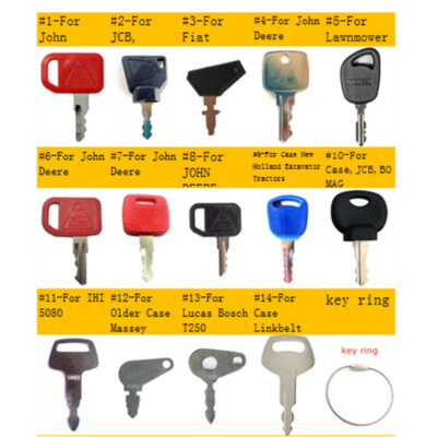 14 Heavy Construction Equipment Ignition Key Set for JD Case Lucas JCB ...