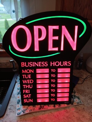 OPEN SIGN / Newon / Business Hours Open-Close Times / Red/ Blue Light ...