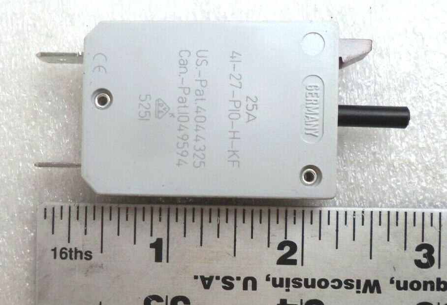 ETA 250VAC-28VDC 25-AMP Single Pole Thermal Circuit Breaker 41-27-P10-H ...