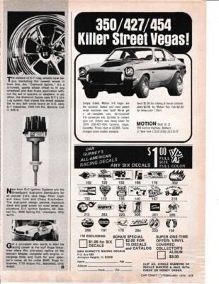 1974 Baldwin Motion 454 Chevy Vega Print-Ad/ Also 350 & 427 | eBay