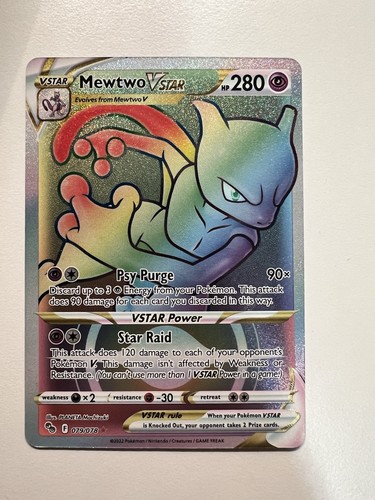 Mewtwo VSTAR 79/78 Rainbow Secret Rare Full Art Pokemon NM Free Ship ...