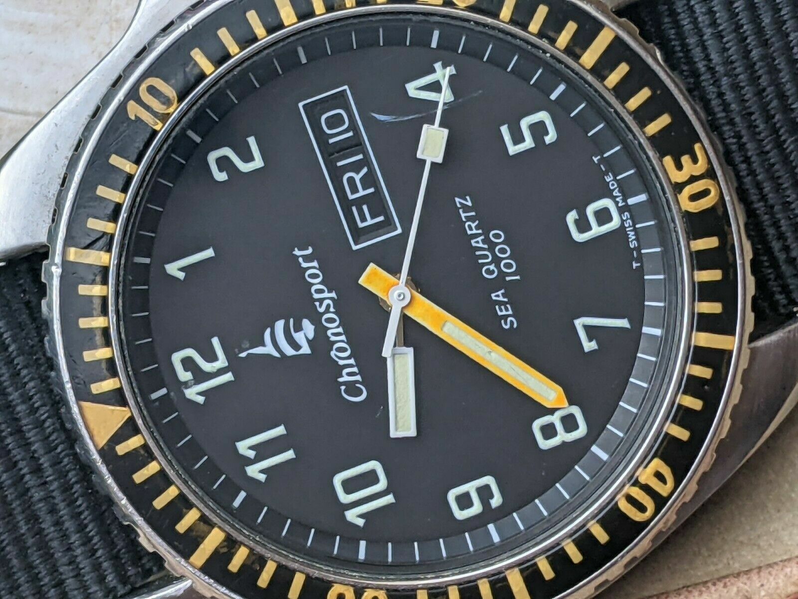 Vintage Chronosport Sea Quartz 1000 Day-Date Diver w/Monnin All SS Case ...