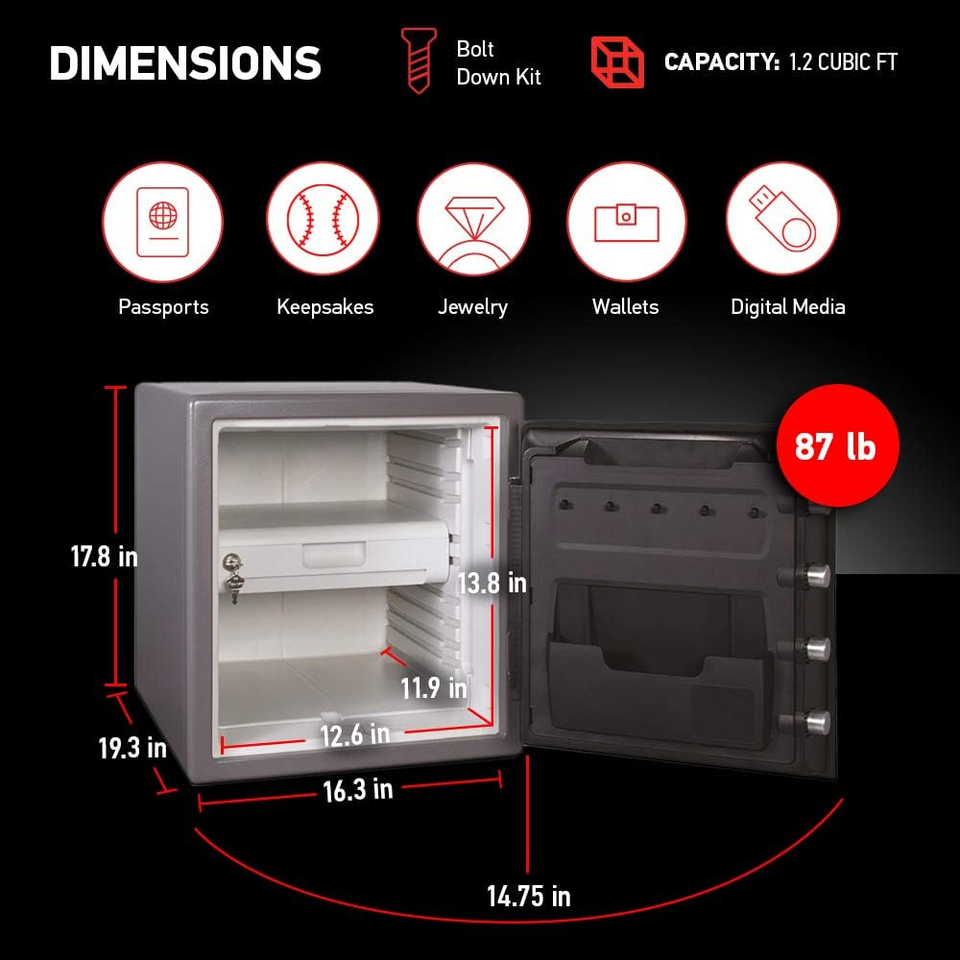 Alloy Steel Digital Safe Box for Home, 1.23 cu ft, Waterproof ...
