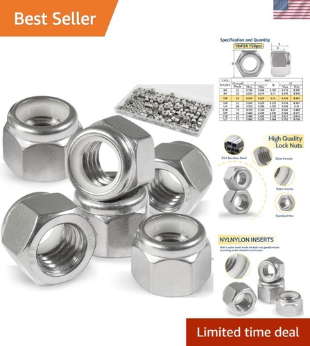 Durable 150-Pack Locknuts with Nylon Insert - Anti-Loosening #10-24 ...