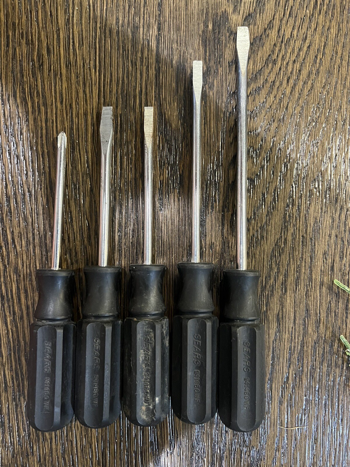 Set of 5 SEARS 41460 WF Black Handle Screwdrivers- 4 Slotted & 1 ...