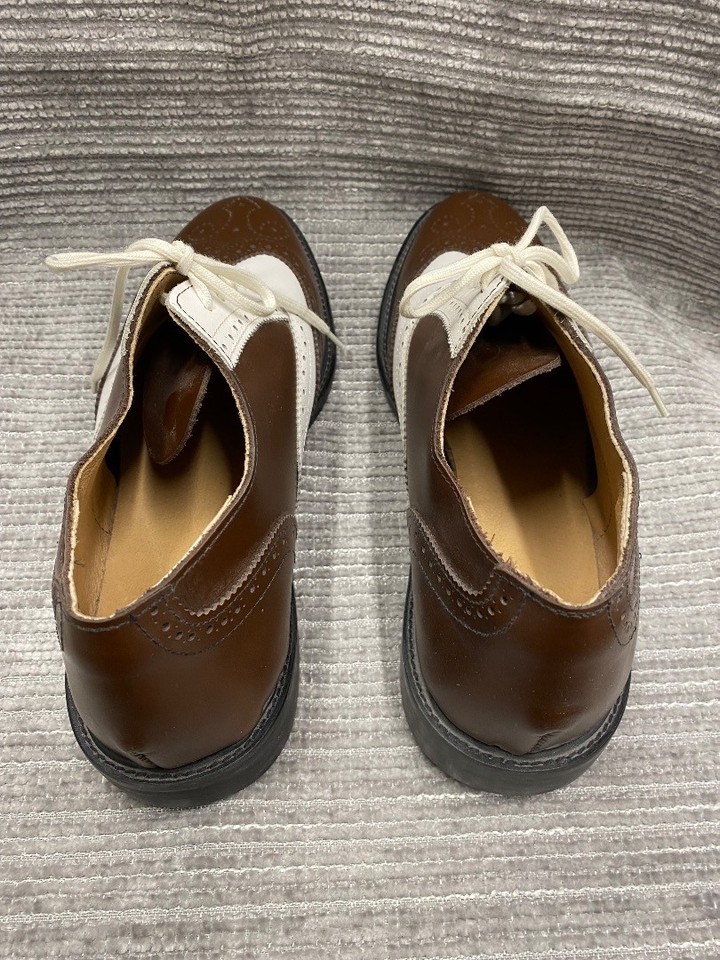 Brand new men's oxford two-tone brown/white leather brogues UK size 9 ...