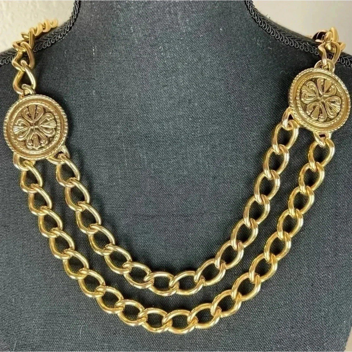 Vintage Escada Gold Tone Medallion Belt - Made in Spa… - Gem