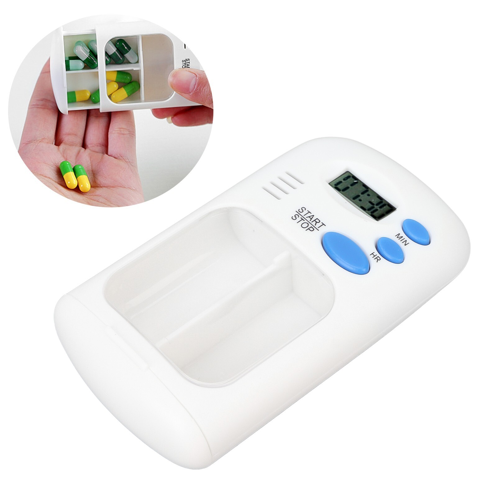 Smart Pill Dispenser Portable Automatic 2 Grids Pill Organizer with ...
